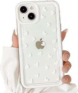 Amazon.com: Lovmooful Compatible for iPhone 13/14 Case Cute Clear Heart with More Bumper ...