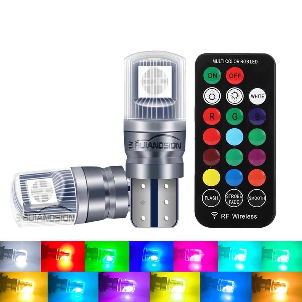 Amazon.com: Ruiandsion T10 194 W5W RGB LED Bulb with Remote Control 16 ...