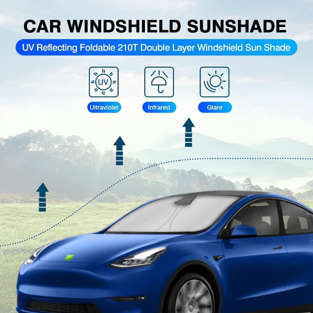 Snapklik.com : KUST Windshield Sun Shade For 2017-2026 Tesla Model Y/3