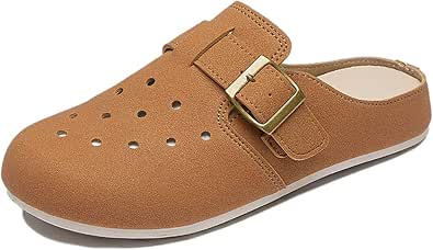 Amazon.com | Women Breathable Clogs PU Leather Stylish Easy to Walk ...