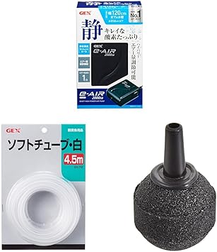 Amazon | 【セット買い】ジェックス GEX AIR PUMP e‐AIR 2000SB 吐出口数1口 水深50cm以下・幅120cm水槽以下 静音エアーポンプ + GEXジェックス ...