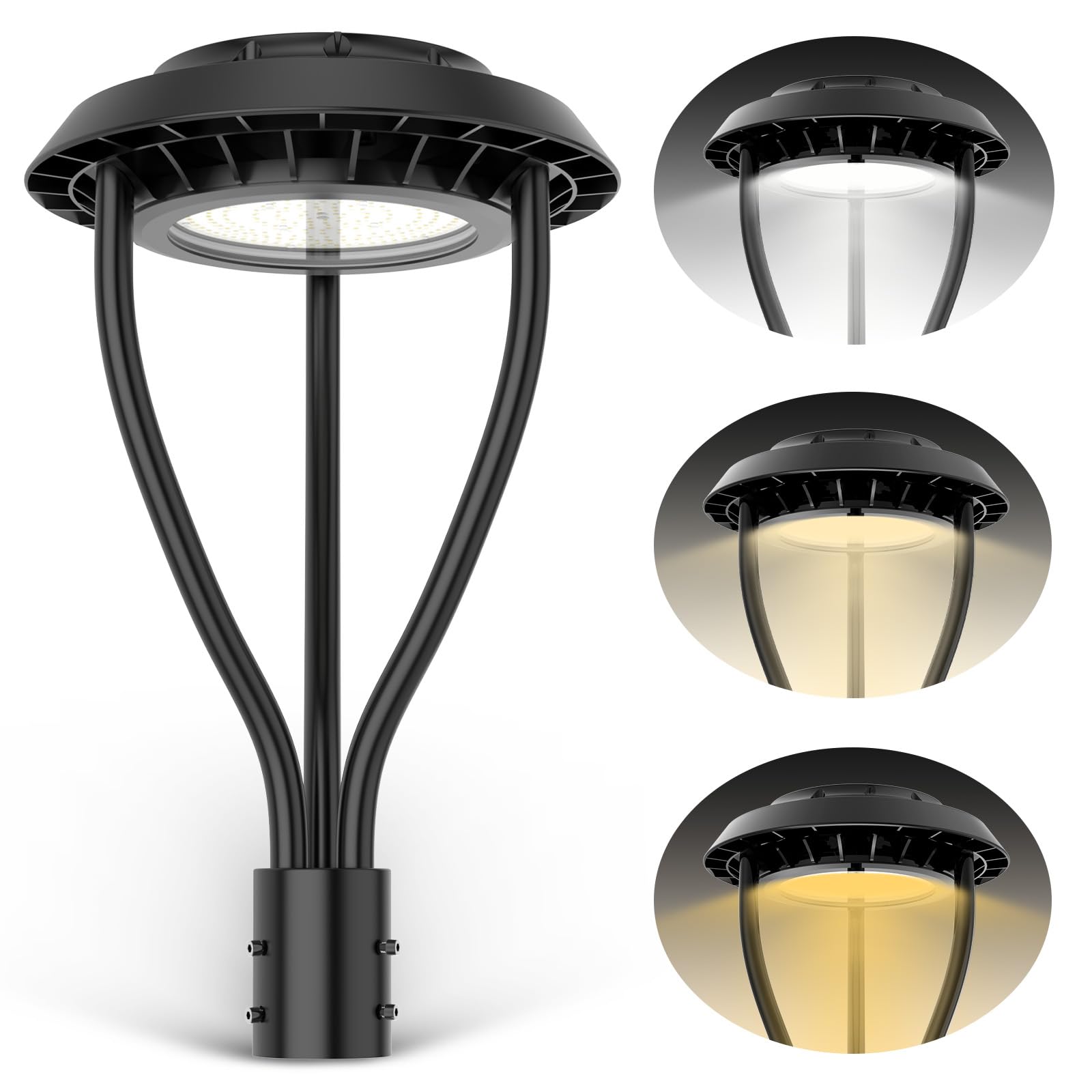 KINSNG 60 LED Post Top Light with Photocell, 8400Lm 3000K/4000K/5000K ...