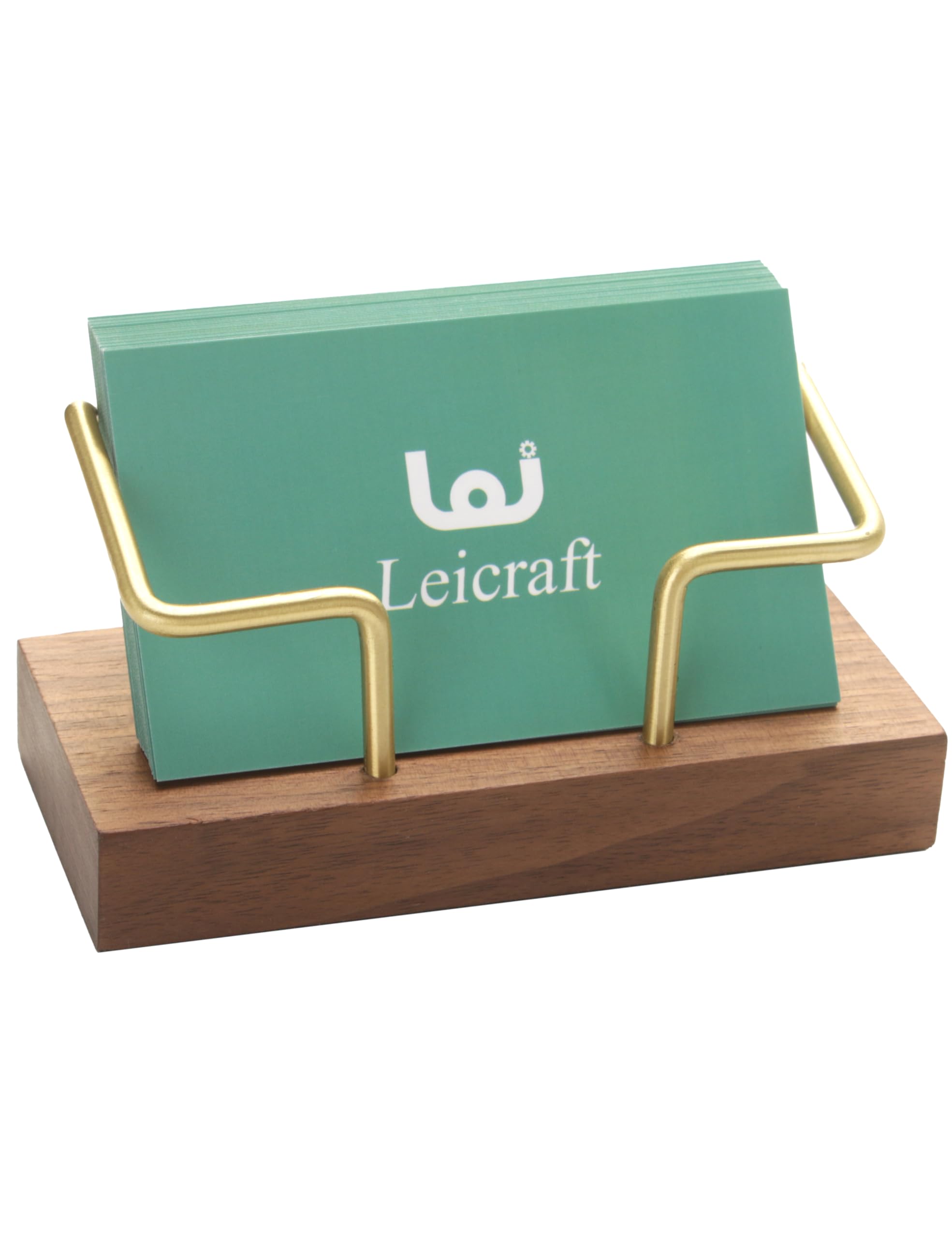 Amazon.com : Leisofter Business Card Holder for Desk , Wood and Brass ...