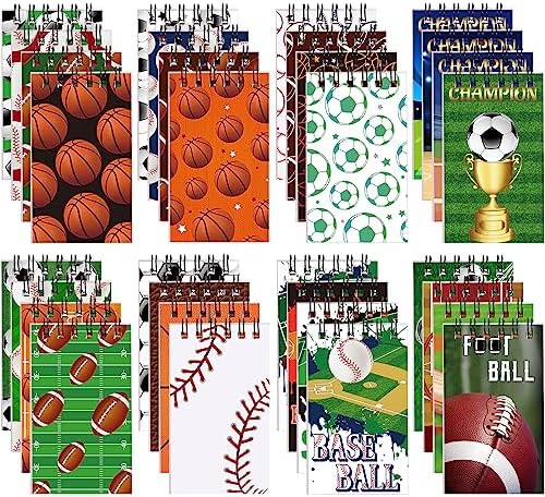 Amazon.com: Faccito 32 Pcs Mini Notepads Sports Basketball Baseball ...