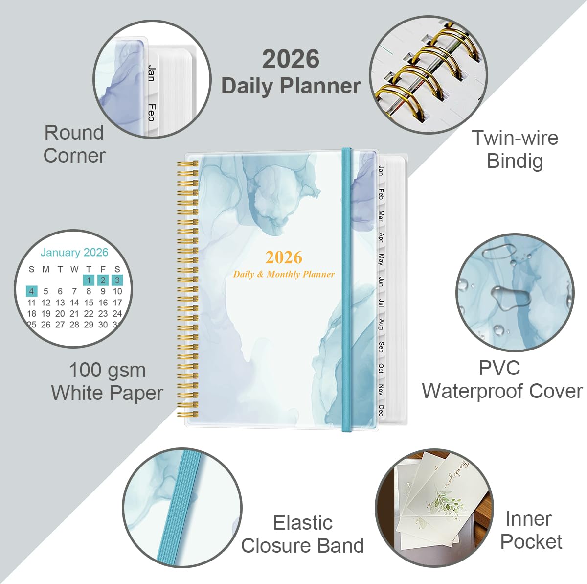 Snapklik.com : 2026 Daily & Monthly Planner - One Page Per Day, Daily ...