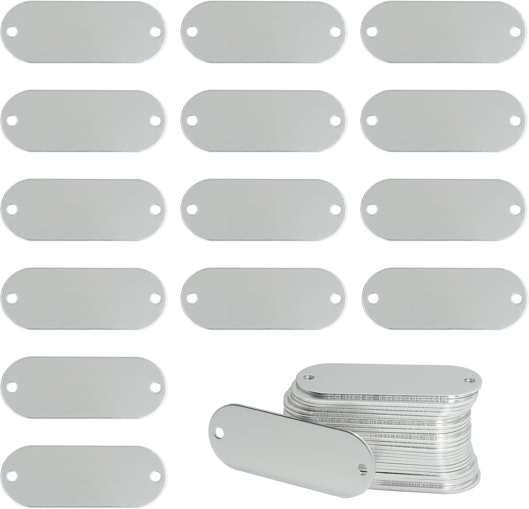 Lot de 25 étiquettes vierges en aluminium anodisé avec 2 trous (argent ...
