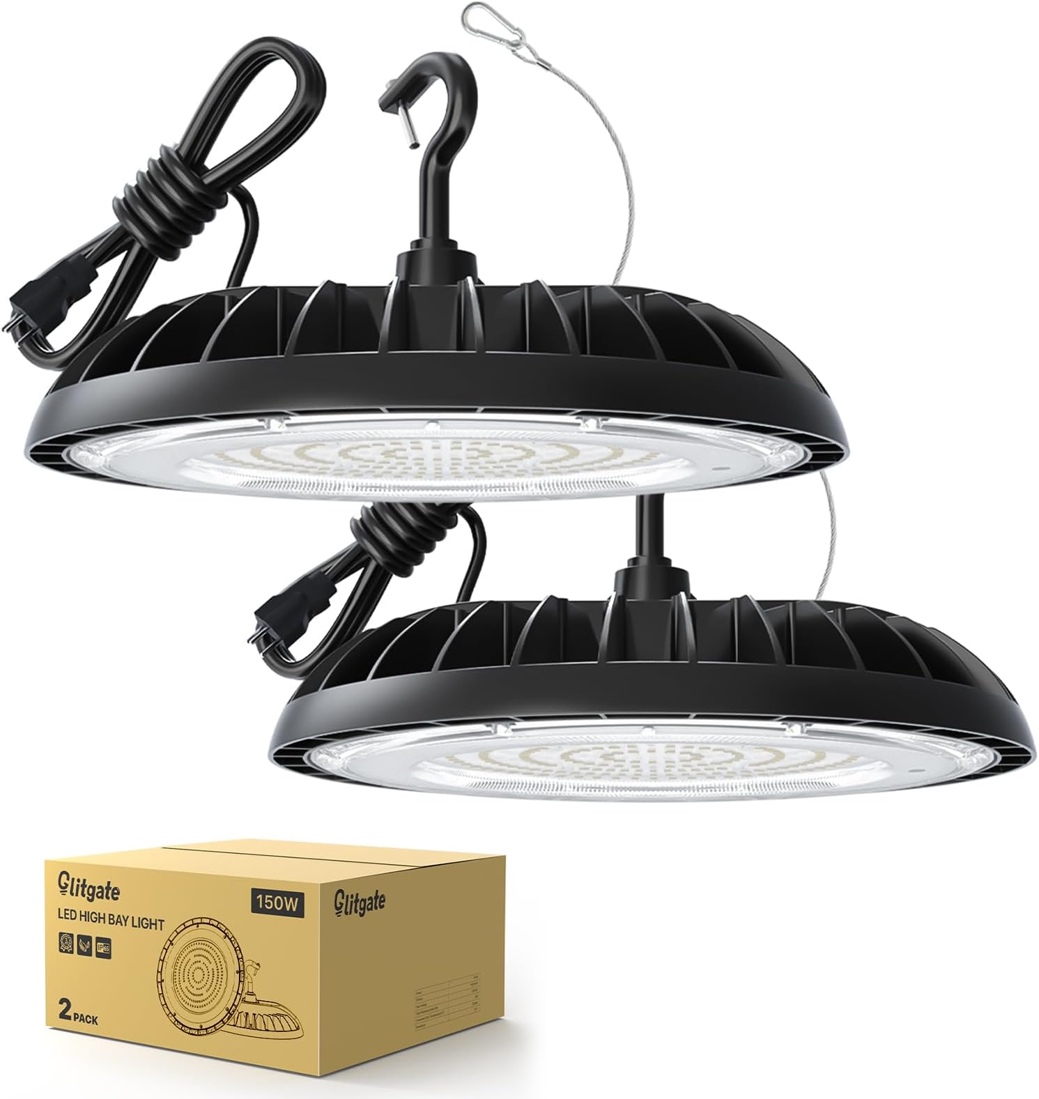CINOTON 160W LED High Bay Lights with US Plug, 24000LM High Bay LED ...