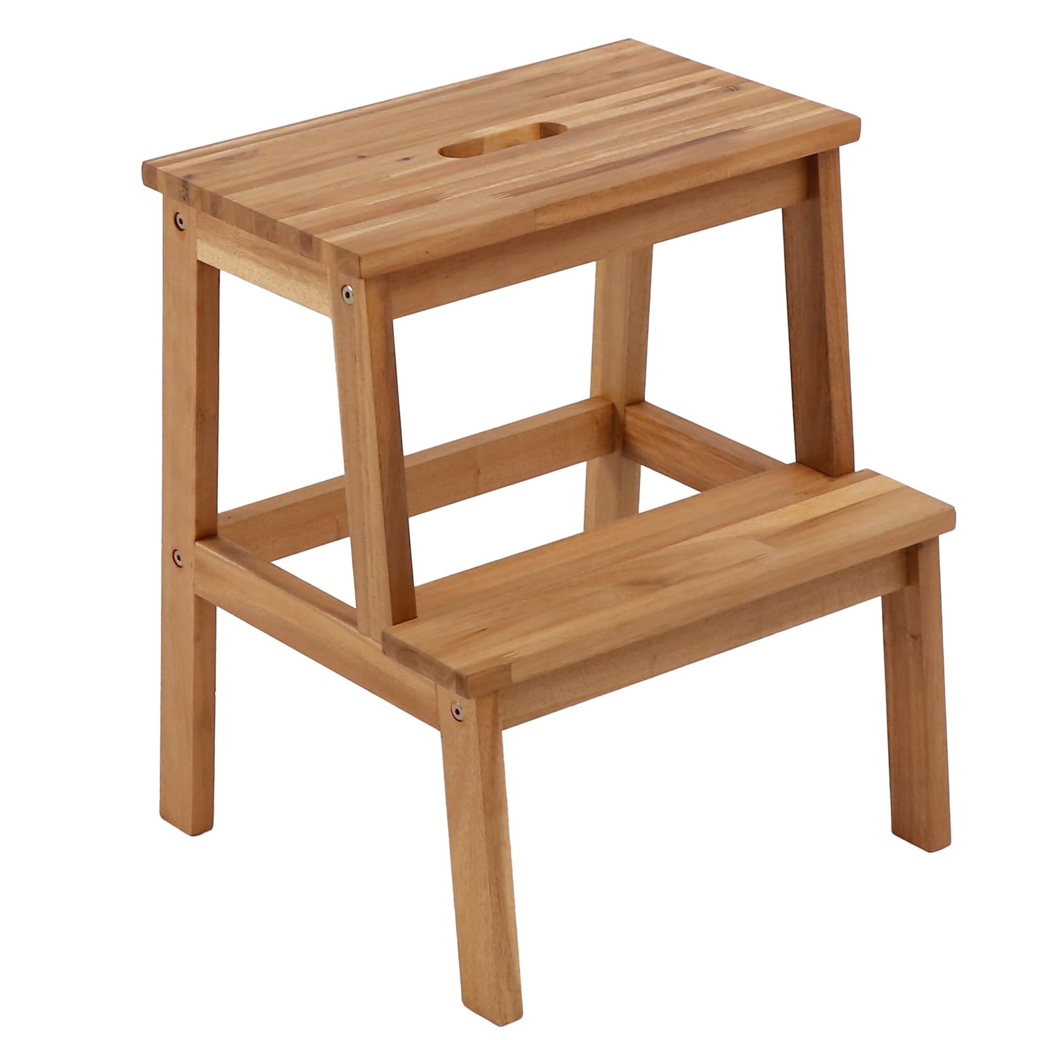 Amazon.com: VICTORY RELAX Acaia Wood 2 Step Stool, Waterproof Wooden ...