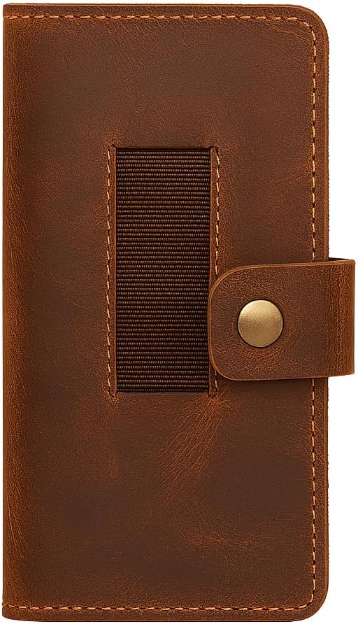 Amazon.com: CestAntiQ Leather Checkbook Cover with Pen Holder - Full ...