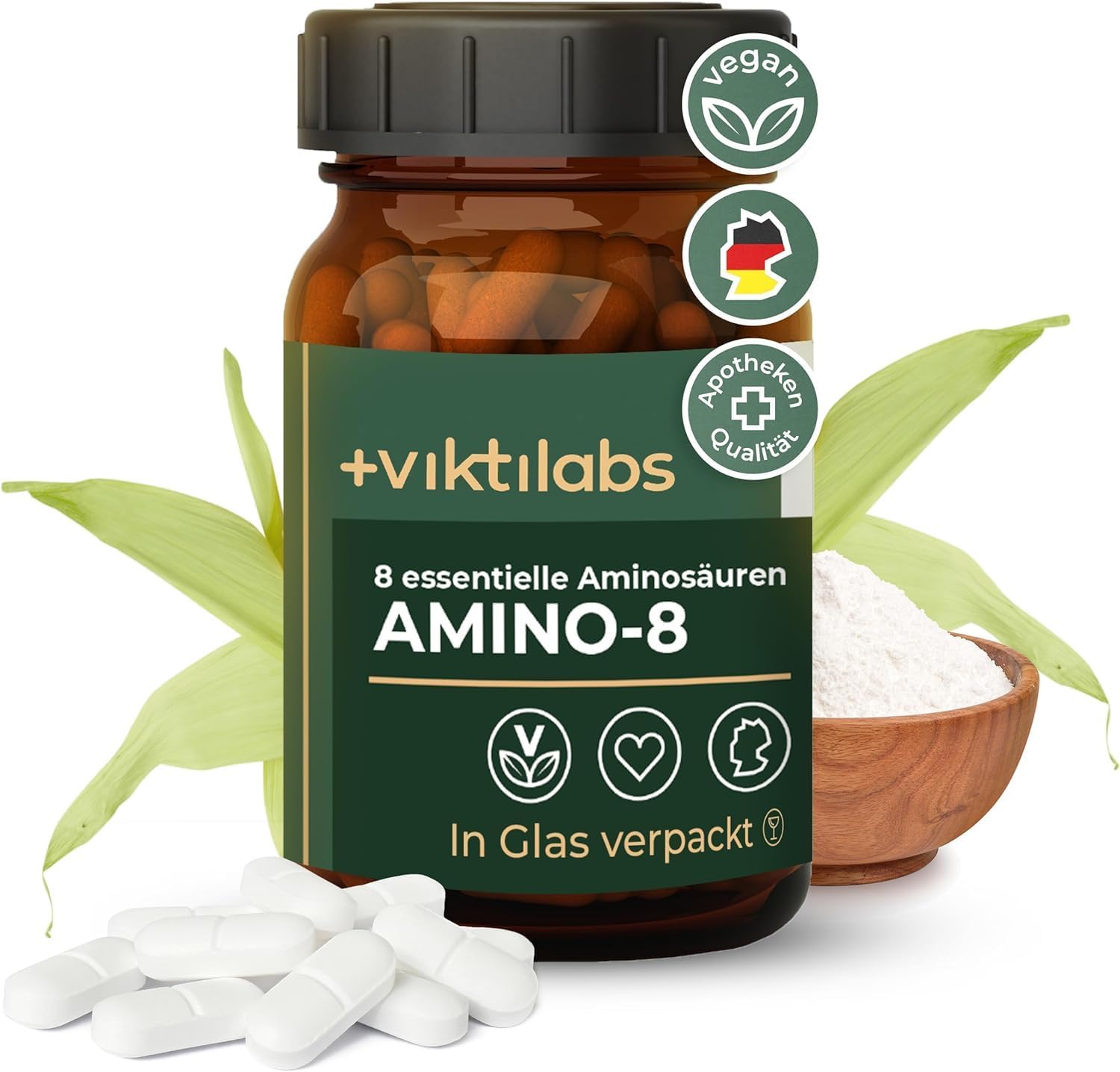 VIKTILABS - AMINO 8 | Aminosäuren Komplex hochdosiert - 998mg pro ...
