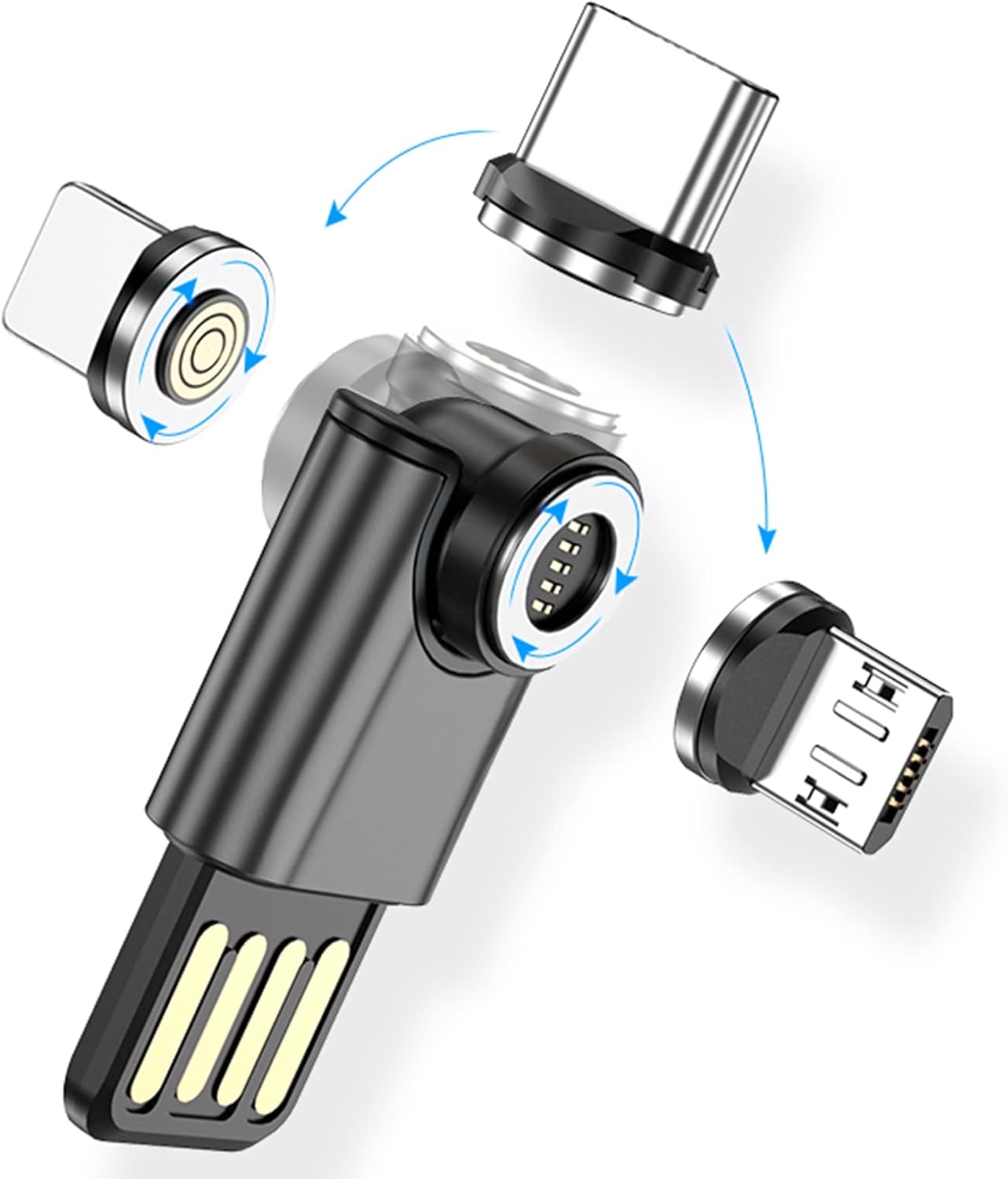Amazon.com: JIALUU Mini Magnetic Charger, 540° Double Sides USB Adapter ...