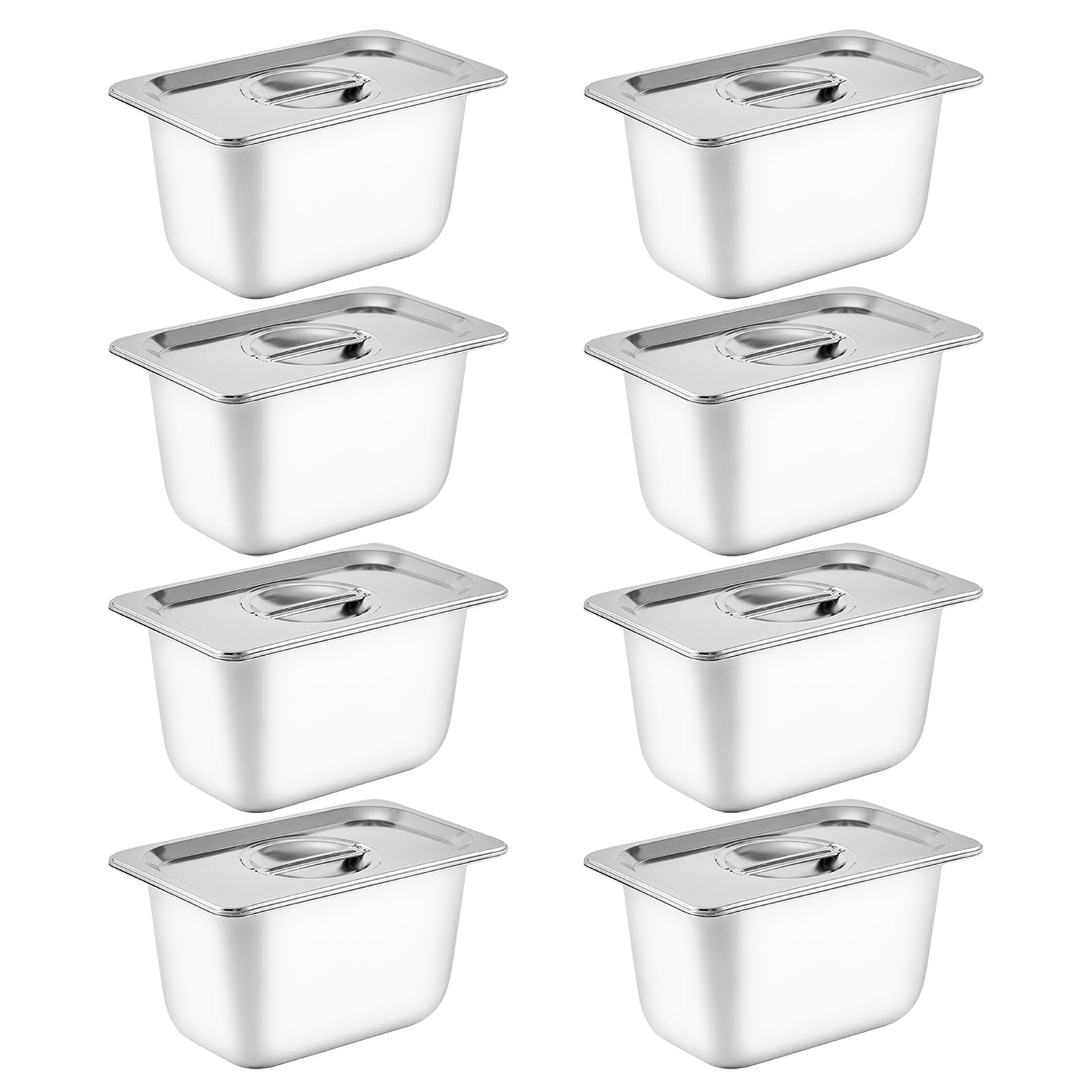 8 Pack Hotel Pans 1/4 Size 5.9'' Deep Stainless Steel Steam Table Pan ...