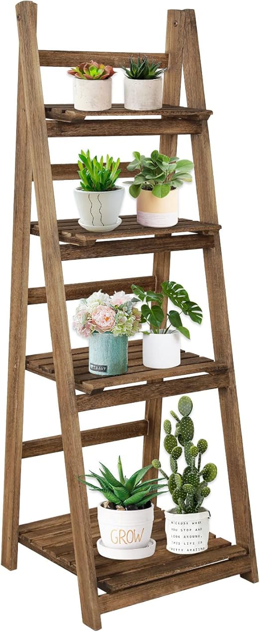 Amazon.com: ECOMEX Foldable Ladder Shelf, Plant Stand, Indoor Plant ...
