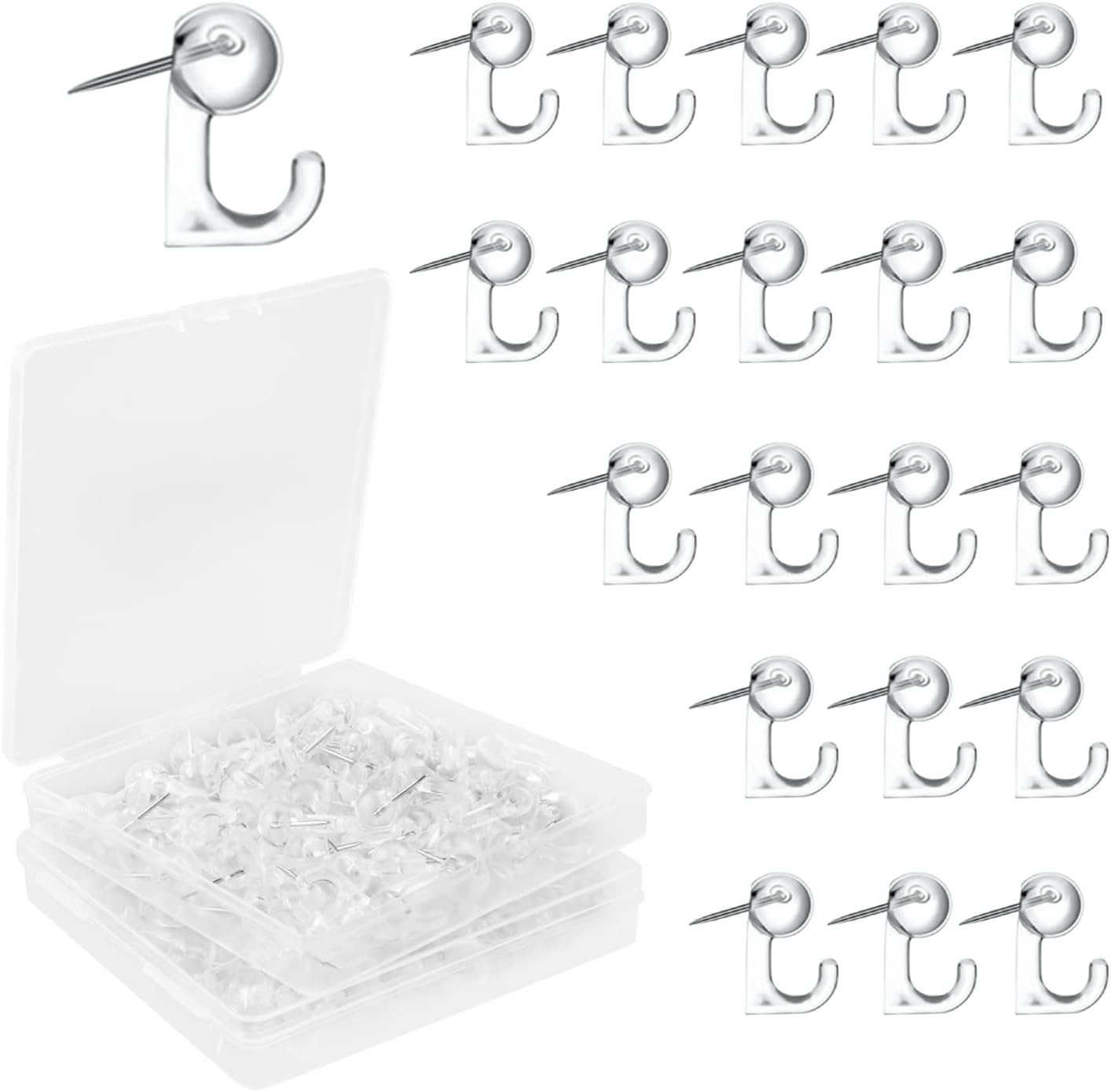 Amazon.com: 100 Pcs Push Pin Hooks Plastic Heads Pin Tacks Wall ...