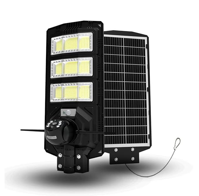 FOS Solar LED Street Light 100W (Cool White) with Remote Control and ...