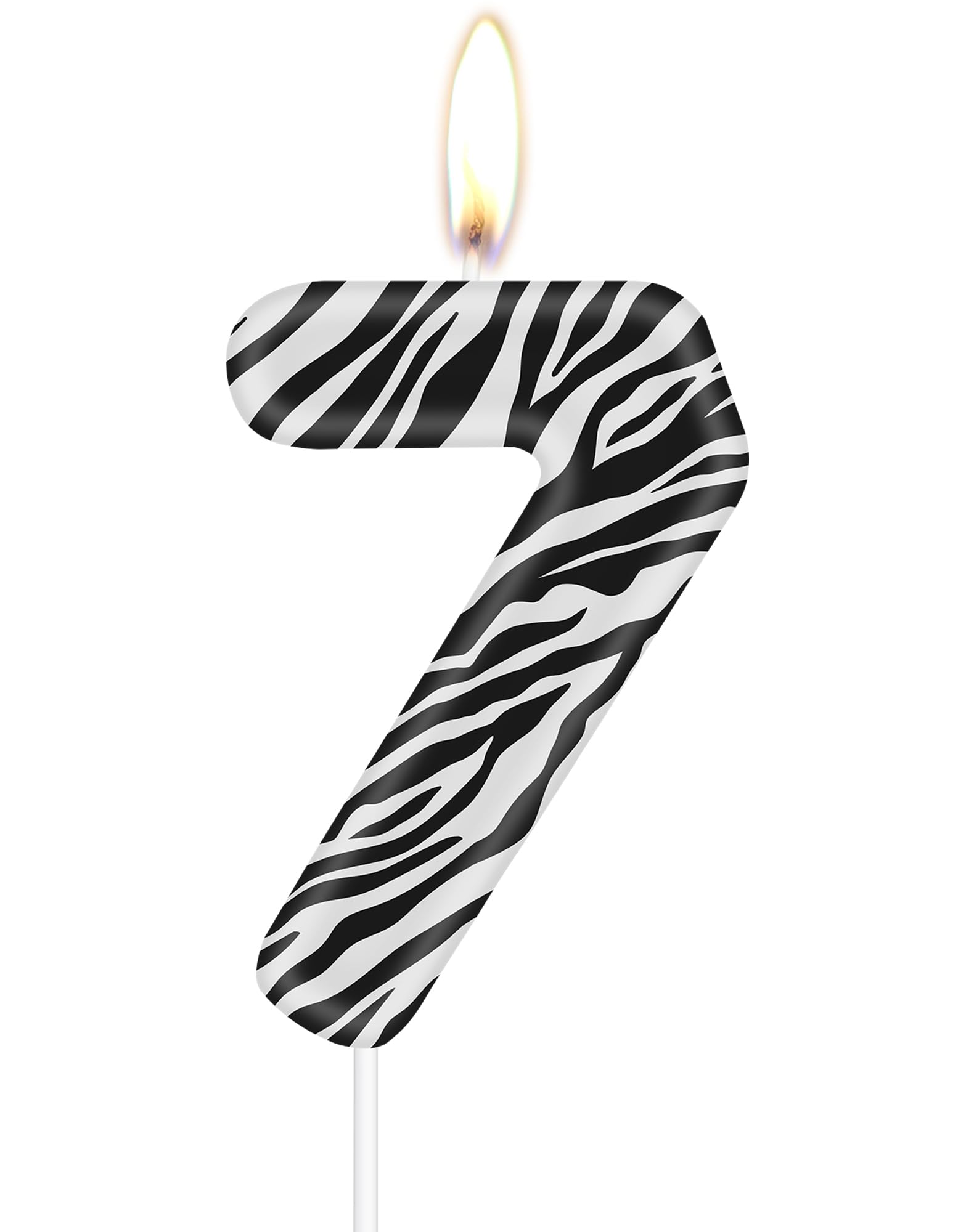 Amazon.com: iNINGER Zebra Birthday Candles Number 7,Black White Stripes ...