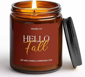 Amazon.com : Wiuses Hello Fall Pumpkin Candle for Home Scented| Organic ...