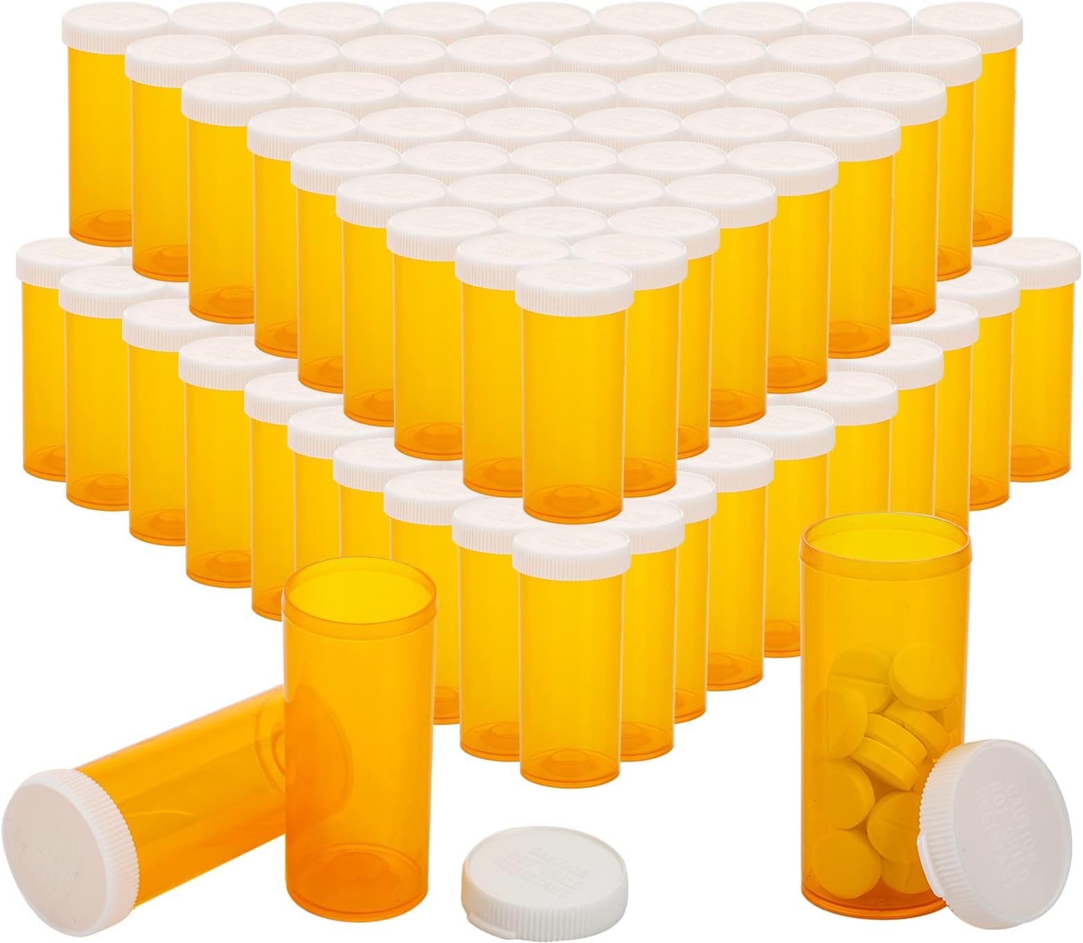 Amazon.com: 250 Pack Empty Pill Bottles with Caps, Plastic 13 Dram ...