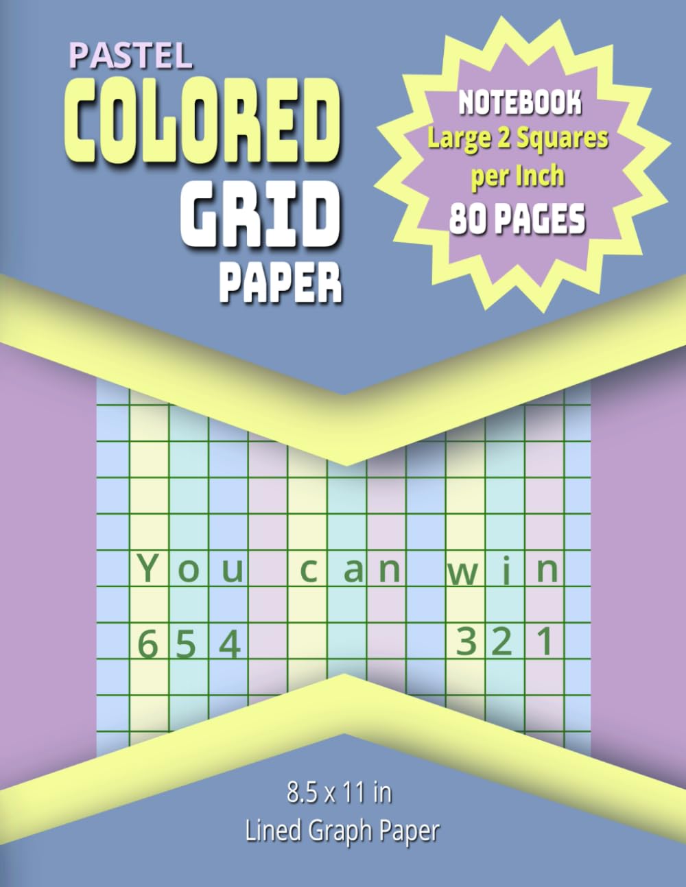 Pastel Colored Grid Paper: Notebook - Large 2 Squares per Inch. A ...