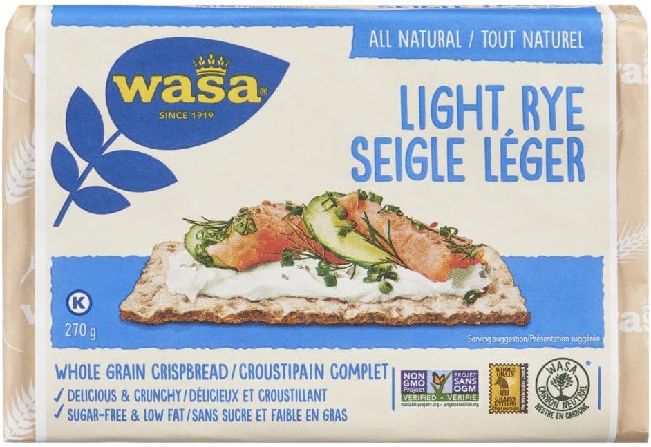 Wasa, Light Rye Crispbread, Whole Grain Crisps, Low Calorie Snack, Non ...