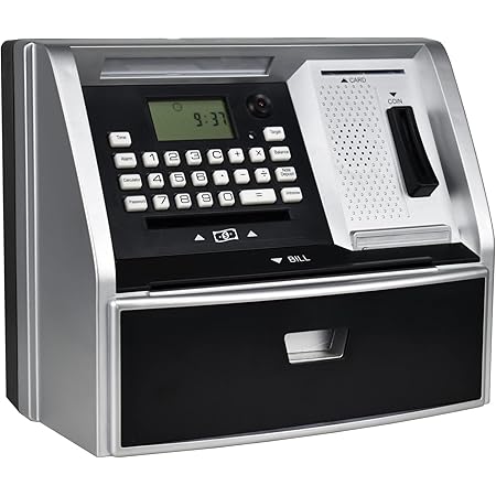 Amazon.com: Lyght Mini ATM Savings Bank for Real Money, Talking Piggy ...