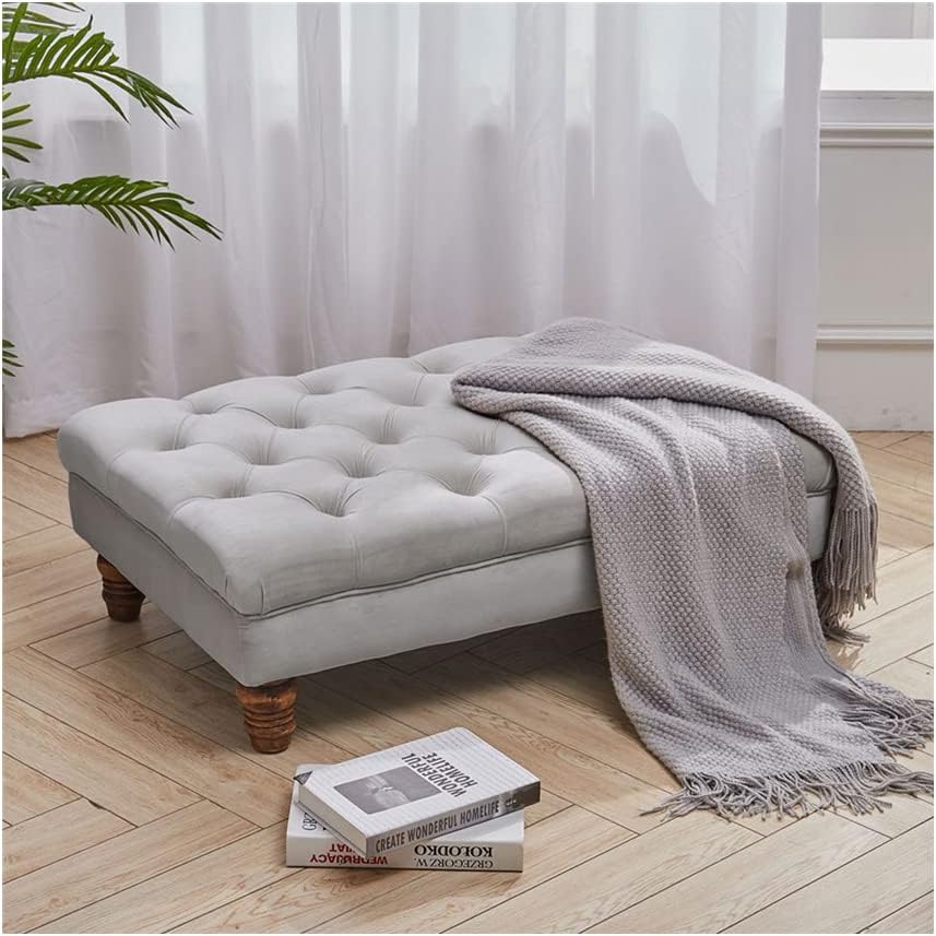 Al Sultan Grey Plush Velvet Pouffe Footstool With Chrome Queen Anne ...