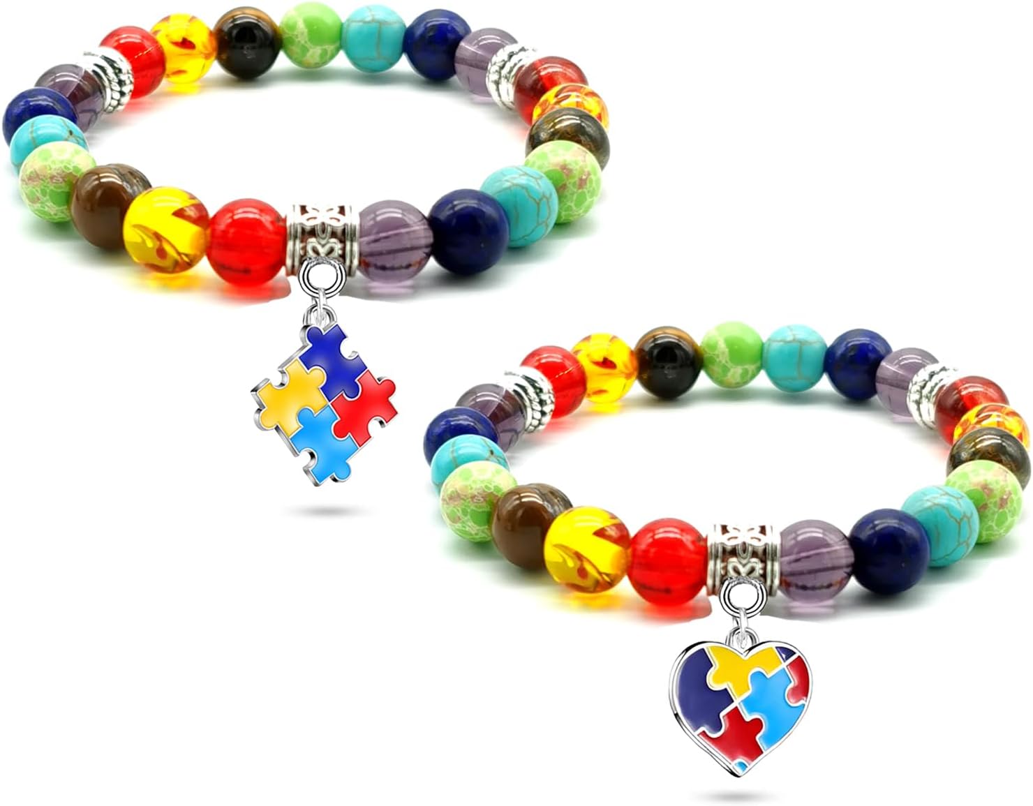 Amazon.com: Benwanfee 2 Pcs Autism Awareness Gifts Bracelets with ...