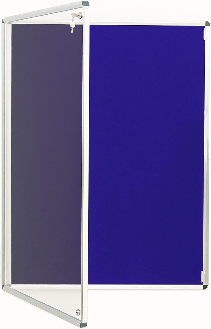 Blue Fully Fire Retardant Lockable Notice Board [2 Locks] - Tamperproof ...
