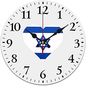 Amazon.com: Israeli Heart Flag Novelty Wall Clocks Silent Non Ticking ...
