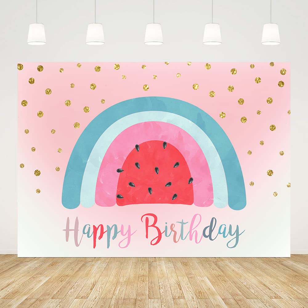 Ablin 7x5ft Rainbow Happy Birthday Backdrop For Girls Watermelon Theme ...