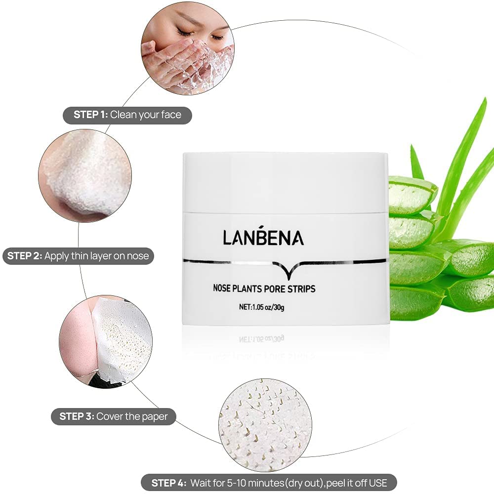 LANBENA Mascarilla removedor de puntos negros para cara y nariz, 1.05 oz. Tiras removedoras de ...