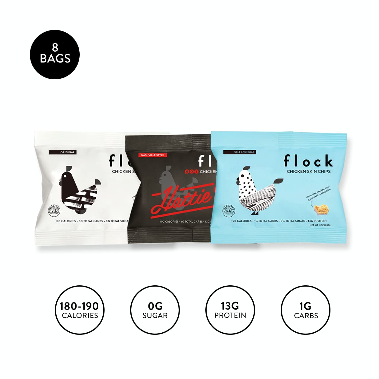 Snapklik.com : Flock Keto Chicken Skin Chips 4 Flavors Variety Pack Low ...