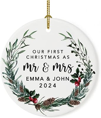 Amazon.com: Wedding Gifts for Couple, Our First Christmas Married Ornament 2024, First Christmas ...