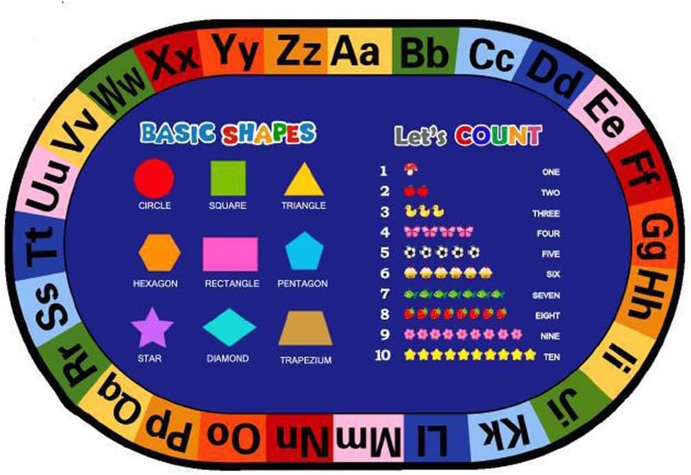 Amazon.com: Kids' Rugs Kindergarten Digital Oval ABC English Alphabet ...