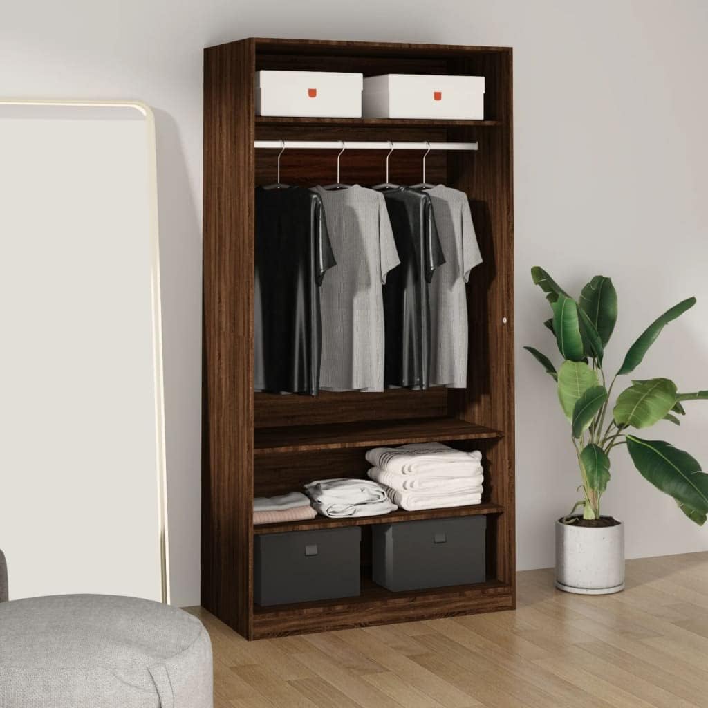 Camerina Wardrobe Brown Oak 100x50x200 cm Engineered Wood,Bedroom ...