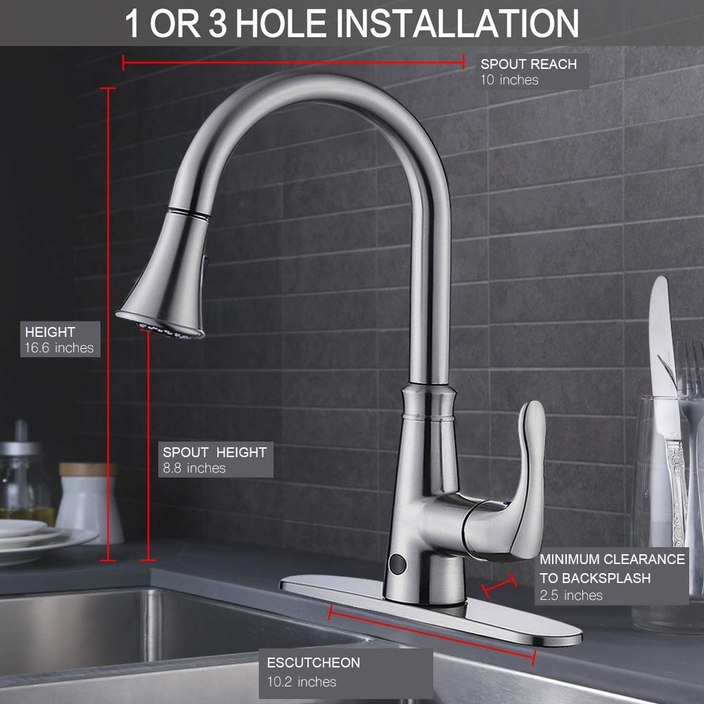 (incomplete ) Kitchen Faucet with Pull Down Spray Head, Two Sensors ...