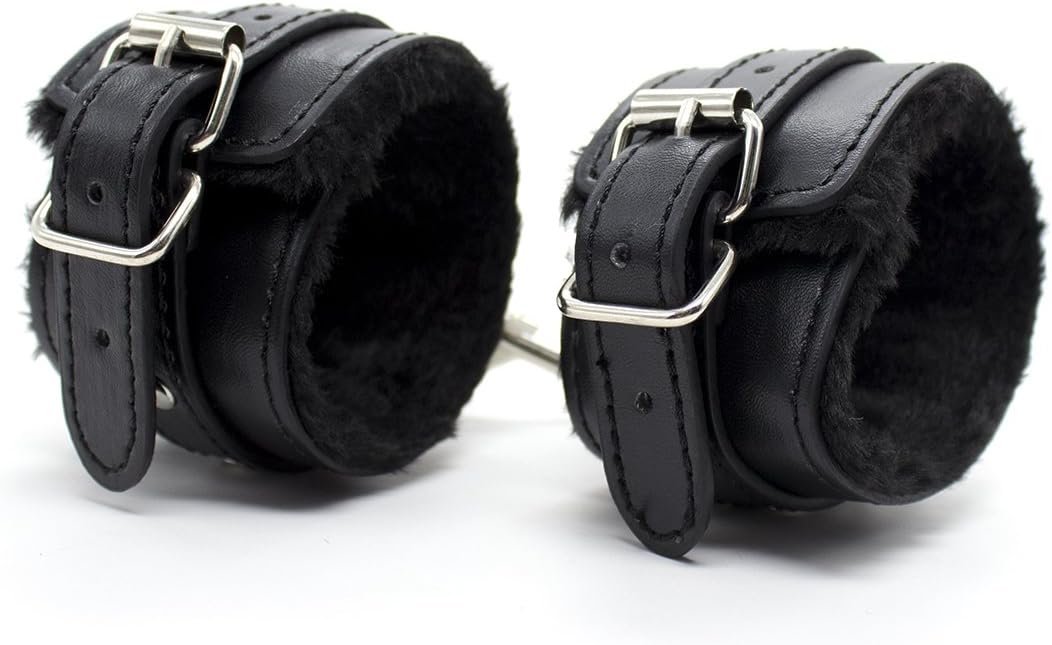 Adjustable PU Leather Handcuffs Soft Plush Metal Wrist Ankle Cuffs ...