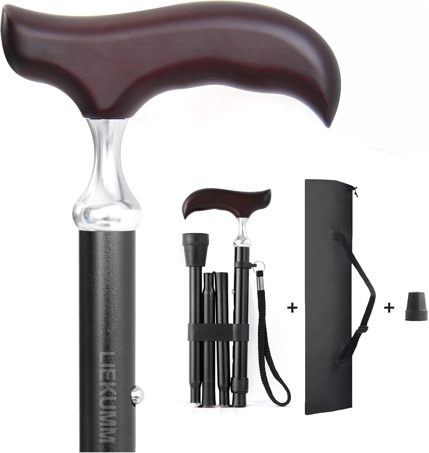 LIEKUMM Canne de marche réglable en hauteur en trois étapes pour homme ...