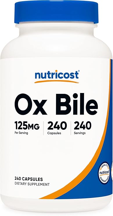 Amazon.com: Nutricost Ox Bile Capsules 125mg, 240 Capsules - Non-GMO : Health & Household