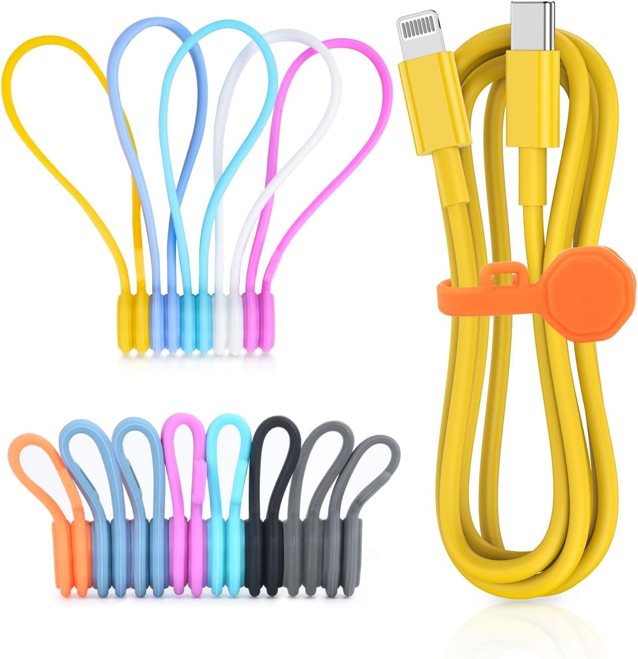 Amazon.com: 13 PCS Silicone Magnetic Cable Ties, Cable Clips Cord ...