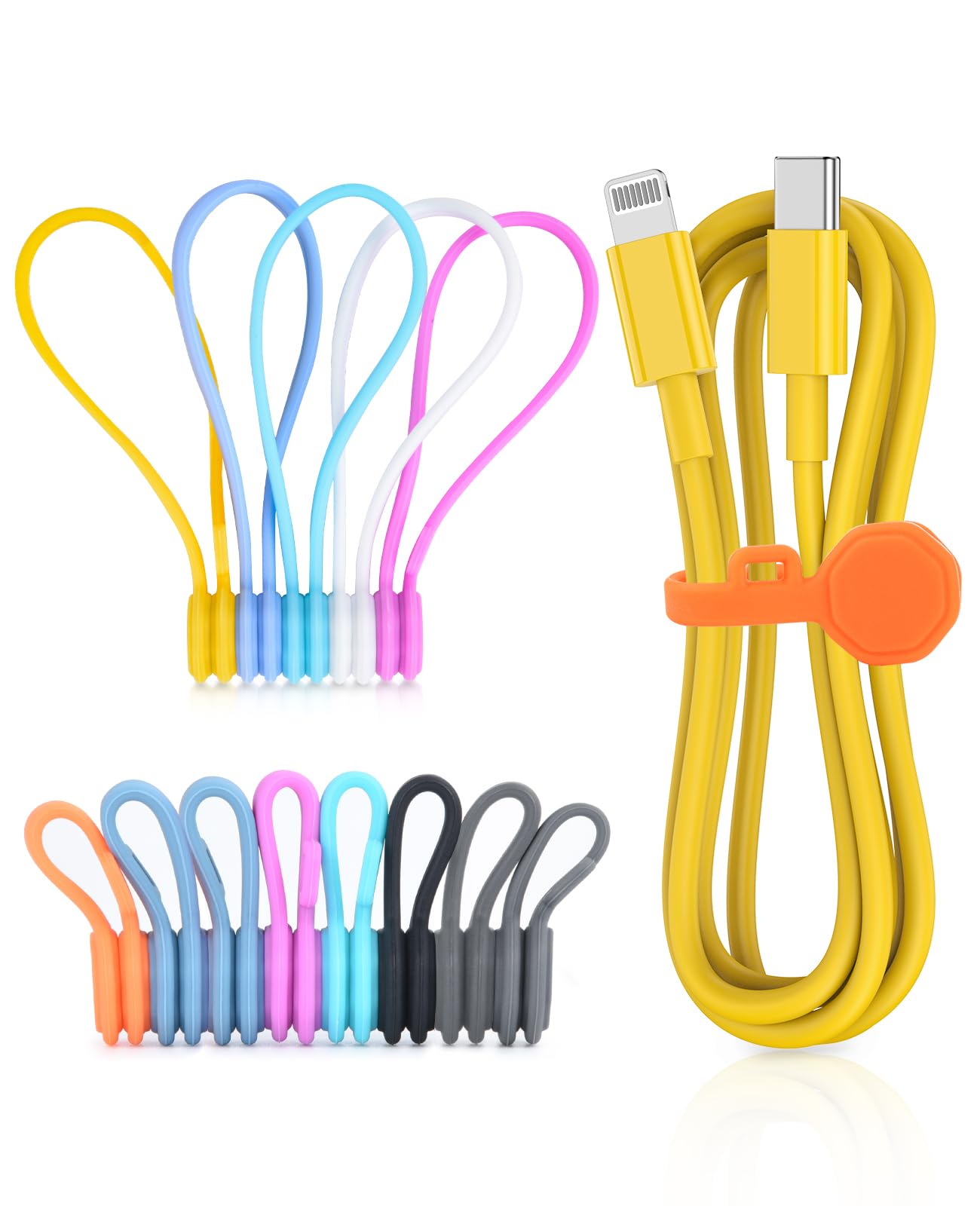 Amazon.com: 13 PCS Silicone Magnetic Cable Ties, Cable Clips Cord ...