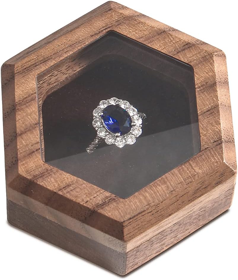 Amazon.com: Wislist Wooden Ring Box with Glass Window for Display ...