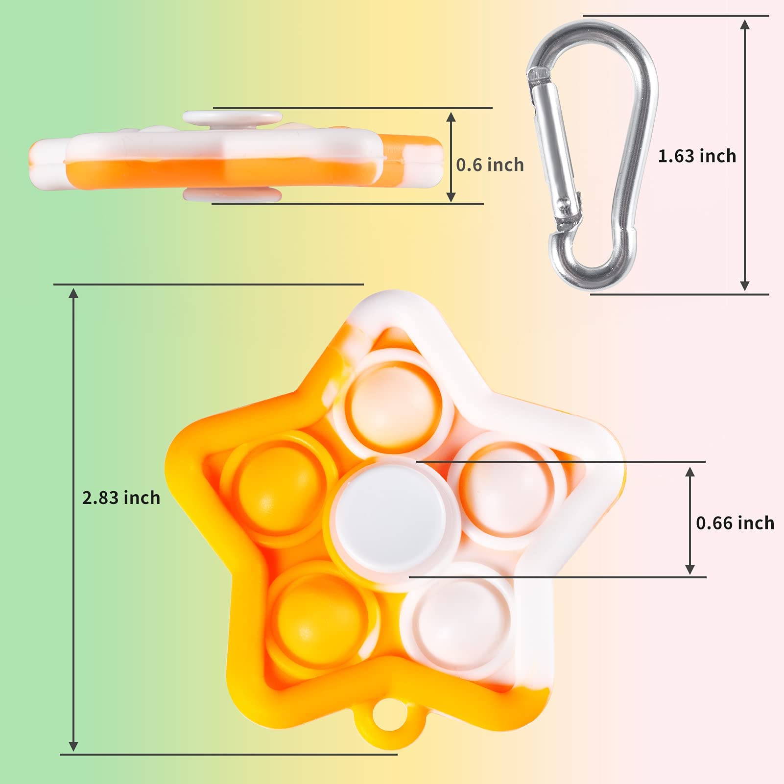 CONNOO 4Pcs Star Pop Keychain Fidget Spinner, Pop Bubble Fidget Hand ...