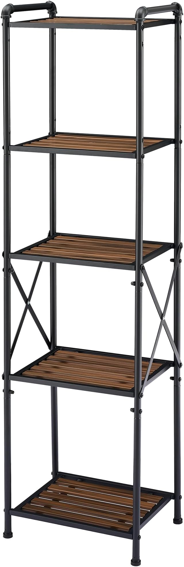 Amazon.com: Household Essentials 4 Tier Storage Tower Shelf with Metal ...