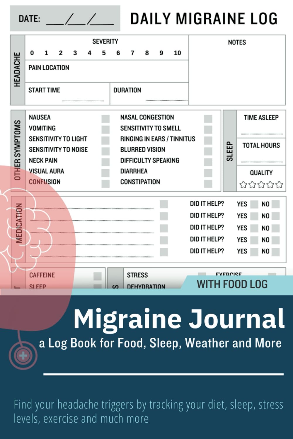Migraine Journal, a Chronic Headache Tracker Log Book for Tracking Food ...