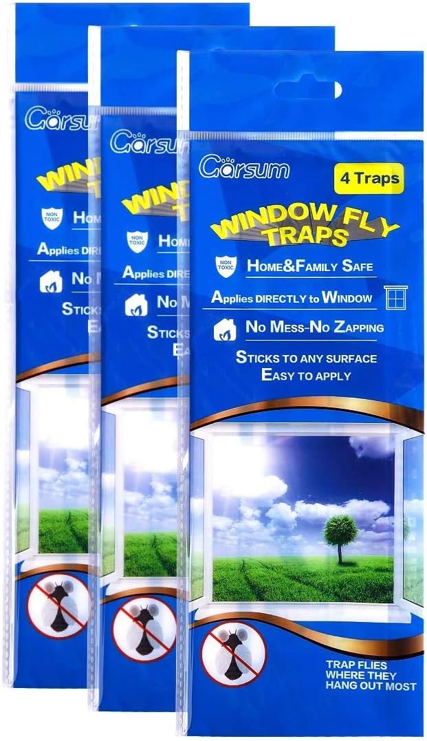 Amazon.com : Harris Indoor Window Fly Trap, 12 Pack Clear Sticky Strips ...