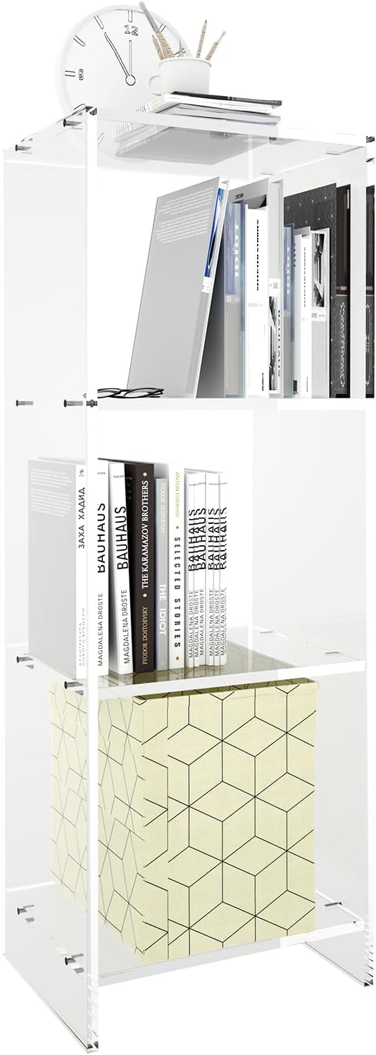 Amazon.com: BGGFNZ 3 Tier Acrylic Bookcase, Modern Display Acrylic ...