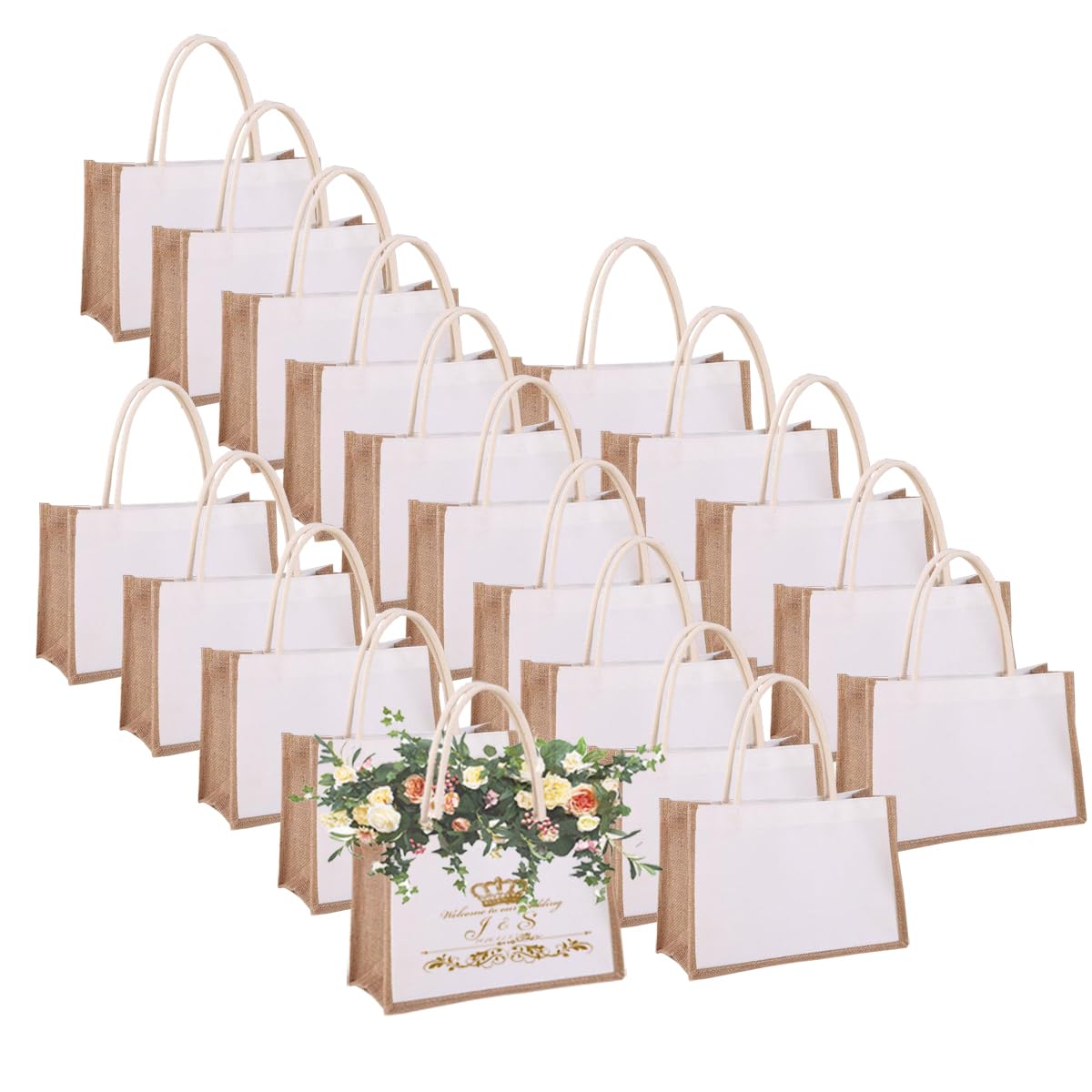 Amazon.com: E-Found 20 Pack Burlap Tote Bags Jute Tote Bags Sublimation ...