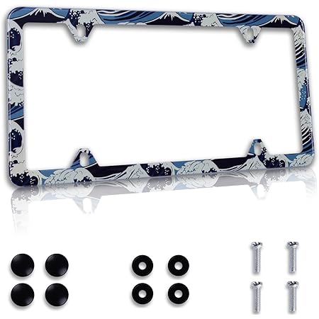 Amazon.com: Blue Ocean Waves License Plate Frame 1 Pack Stainless Steel ...