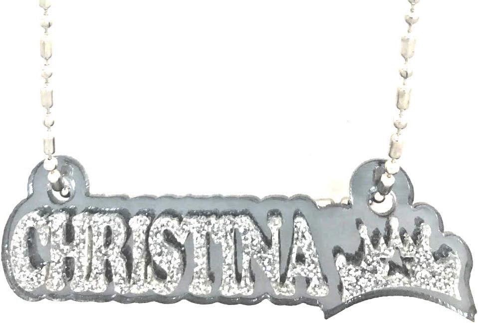 Amazon.com: MIRROR MANIA Name Plate Custom Name Necklace Black ...